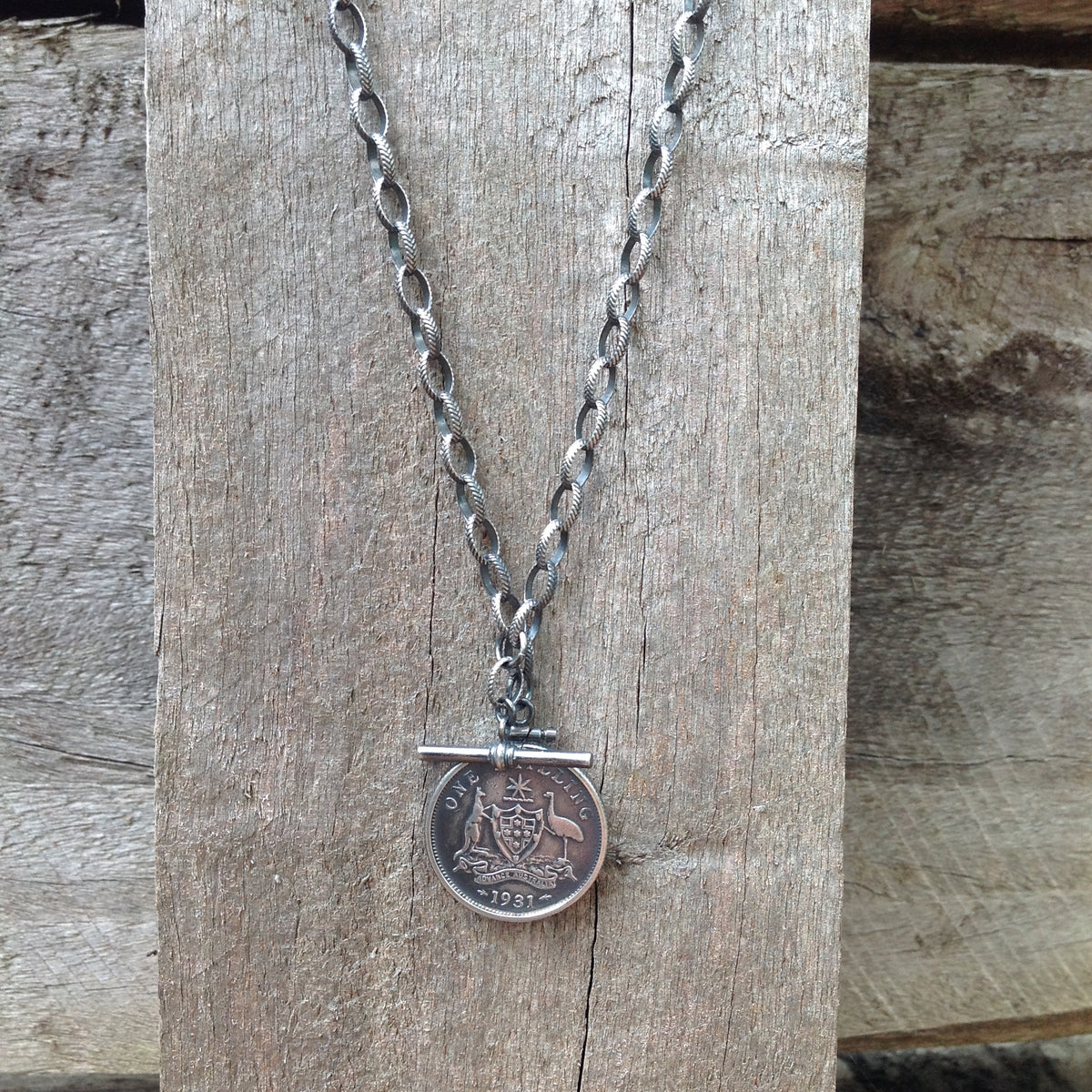 'Bob a Job' Sterling Silver Shilling and TBar Pendant Necklace – Reebah